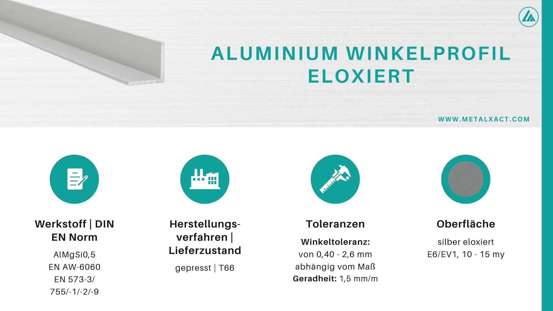 Aluminium Winkel silber eloxiert kaufen | Direkt vom Hersteller, maßgenau